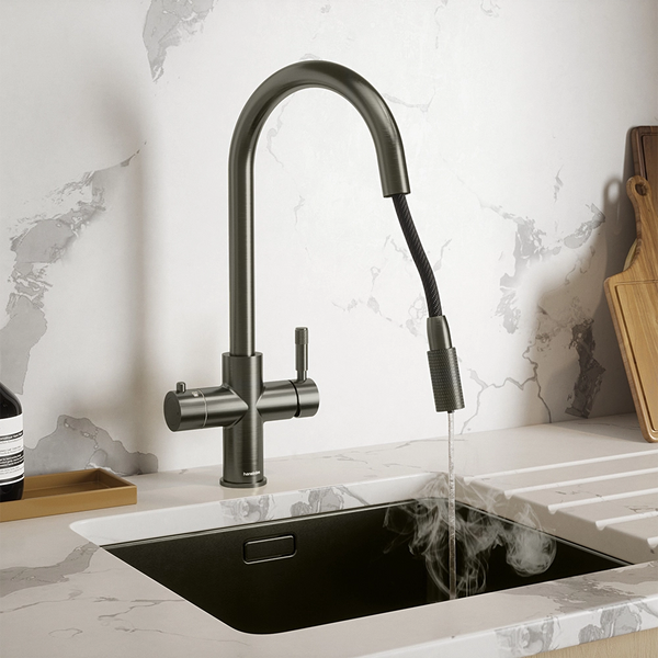 Hanstrom 4-in-1 Flex Pro Square Boiling Water Tap - Gunmetal Grey