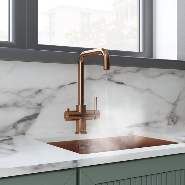 Verana 3-in-1 Square Boiling Water Tap - Brushed Copper