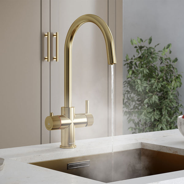 Verana 3-in-1 Swan Boiling Water Tap - Brushed Brass